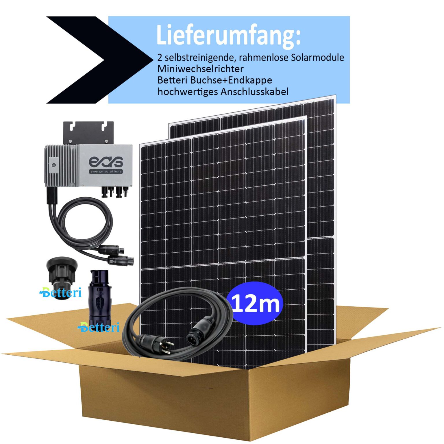 Balkonkraftwerk 600/820W 12m Anschlusskabel • vri:xx - smart energy